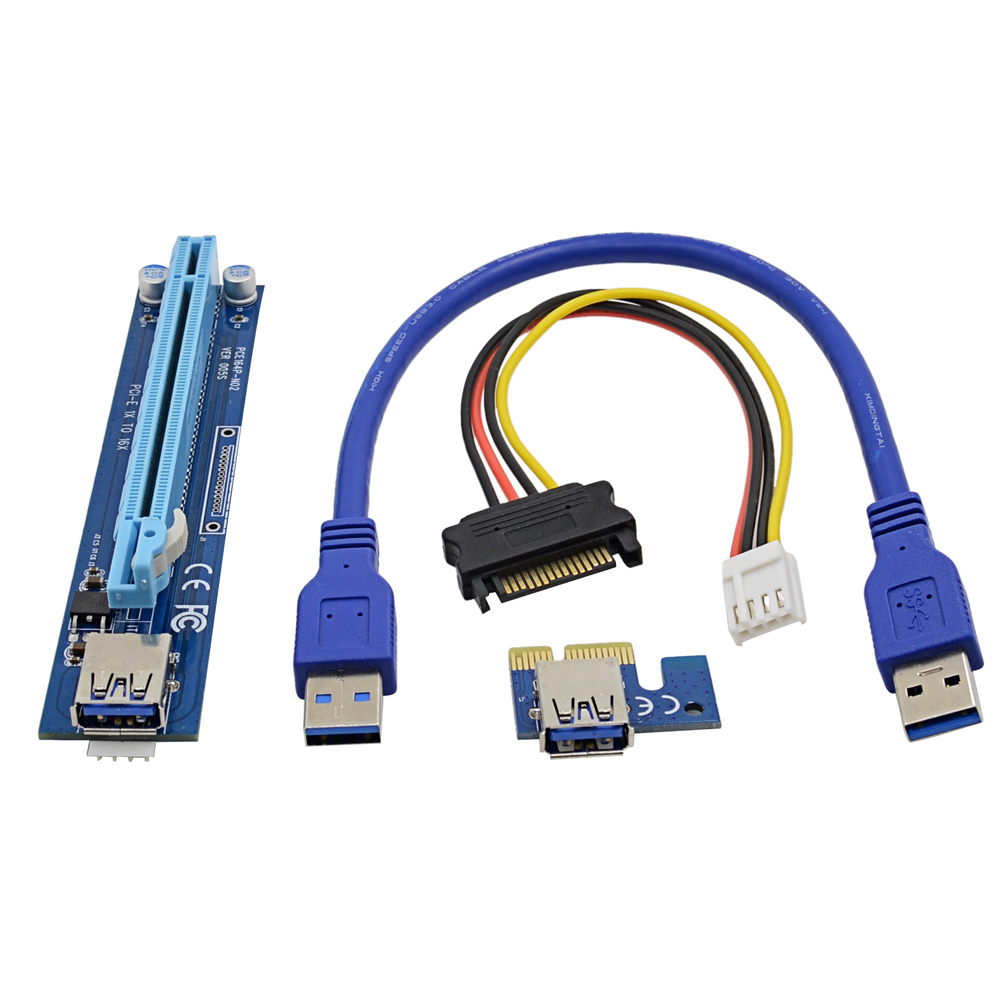 1X to 16X Powered PCI Express Riser Card Extension Cable USB 3.0 and ...