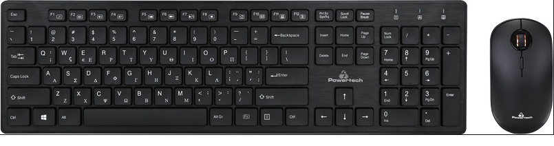 PowerTech Wireless USB Keyboard in 1600 dpi in black with Greek ...