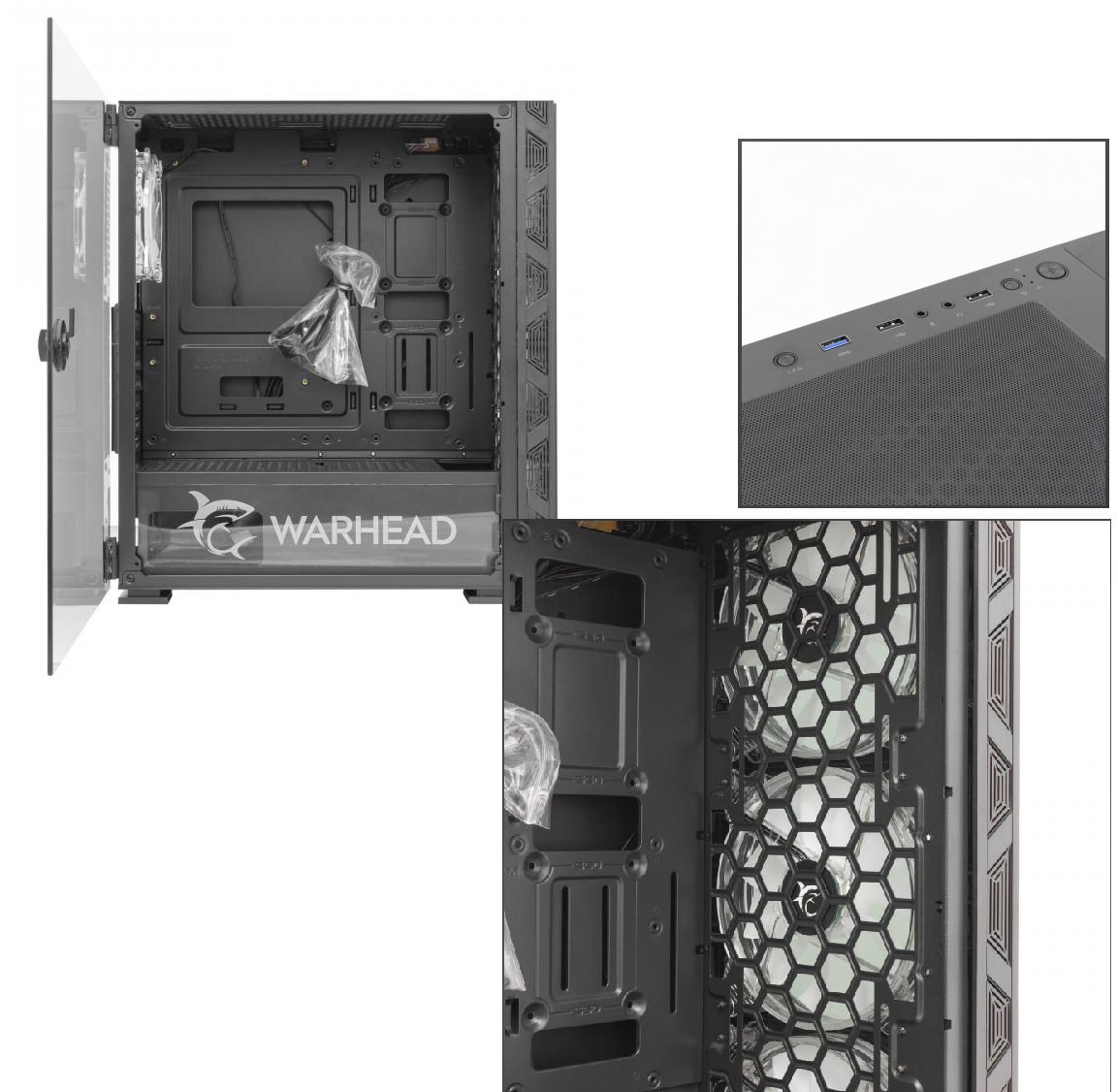 WHITE SHARK PC CASE WARHEAD / 4 FANS 14CM RGB in category Information ...