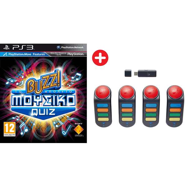 PS3 GAME - BUZZ! ΤΟ ΑΠΟΛΥΤΟ ΜΟΥΣΙΚΟ QUIZ + 4 Wireless Buzzers (MTX) στη ...
