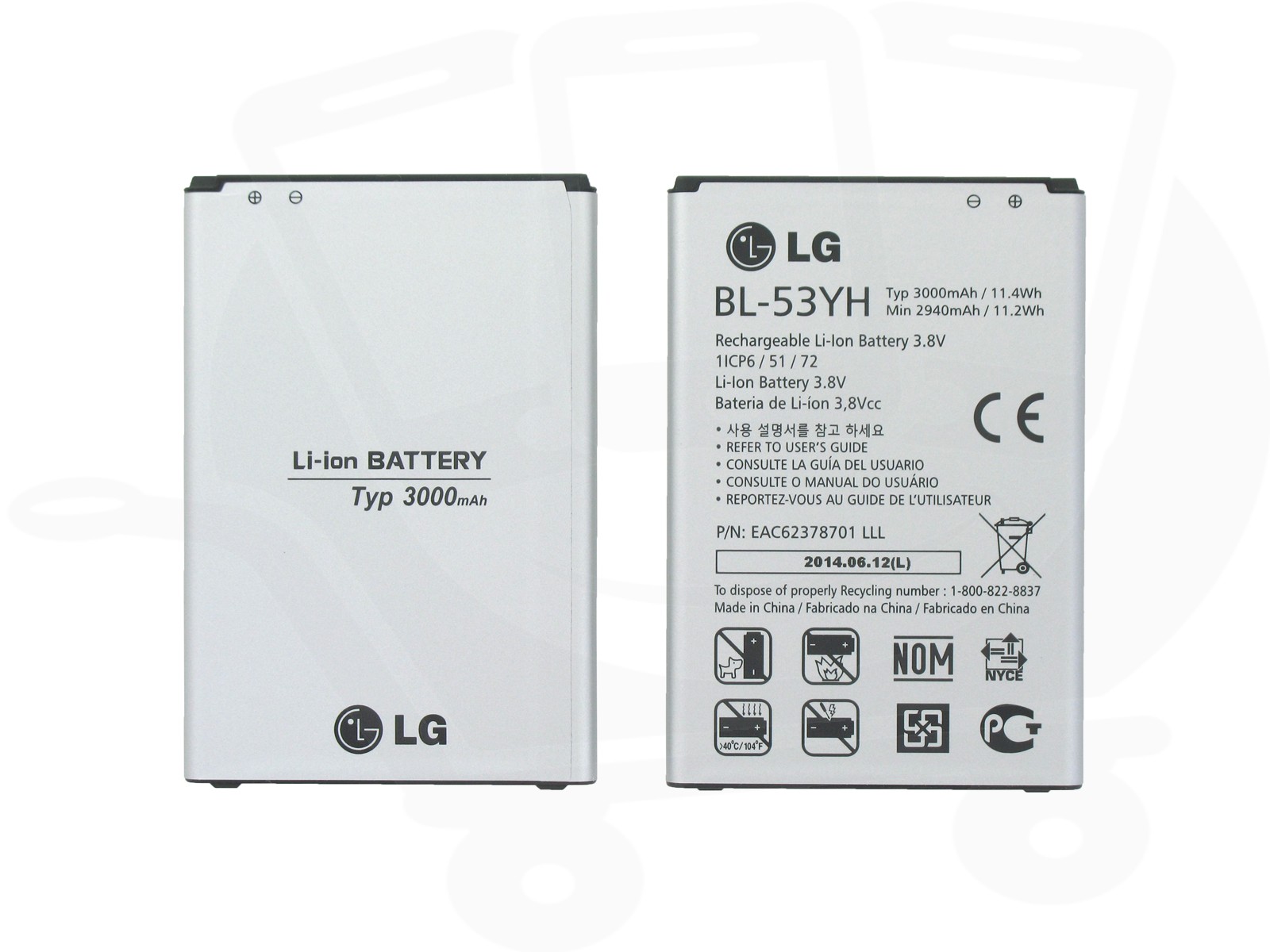 Genuine LG G3 (D855) Li-ion Battery BL-53YH 3.8V 3000mAh/11.4w - LG ...