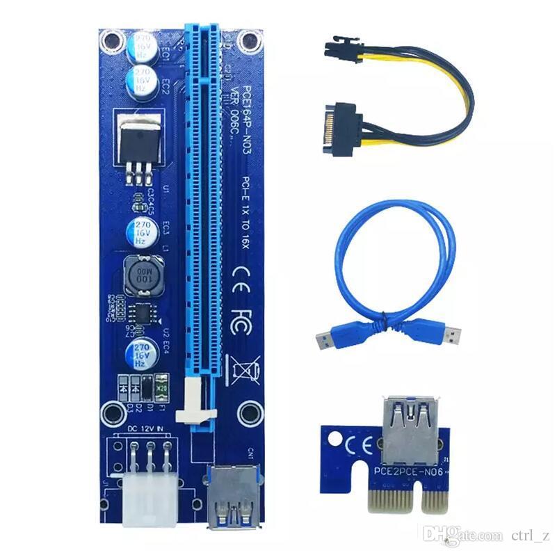 1X to 16X Powered PCI Express Riser Card Extension Cable USB 3 and PCIe ...