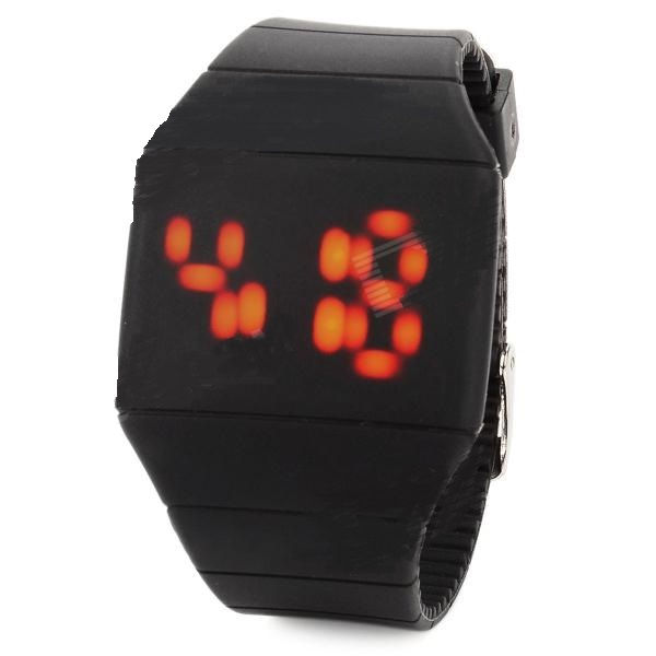 Creative Touch Screen Wrist Watch with Red LED Display and Black ...