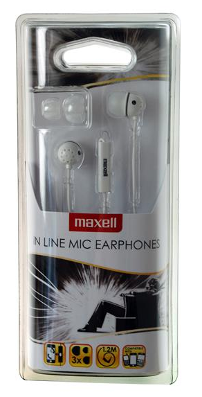 Maxell In Line Mic Ear Buds Earphone - Ασπρα με 3 διαφορετικούς ...
