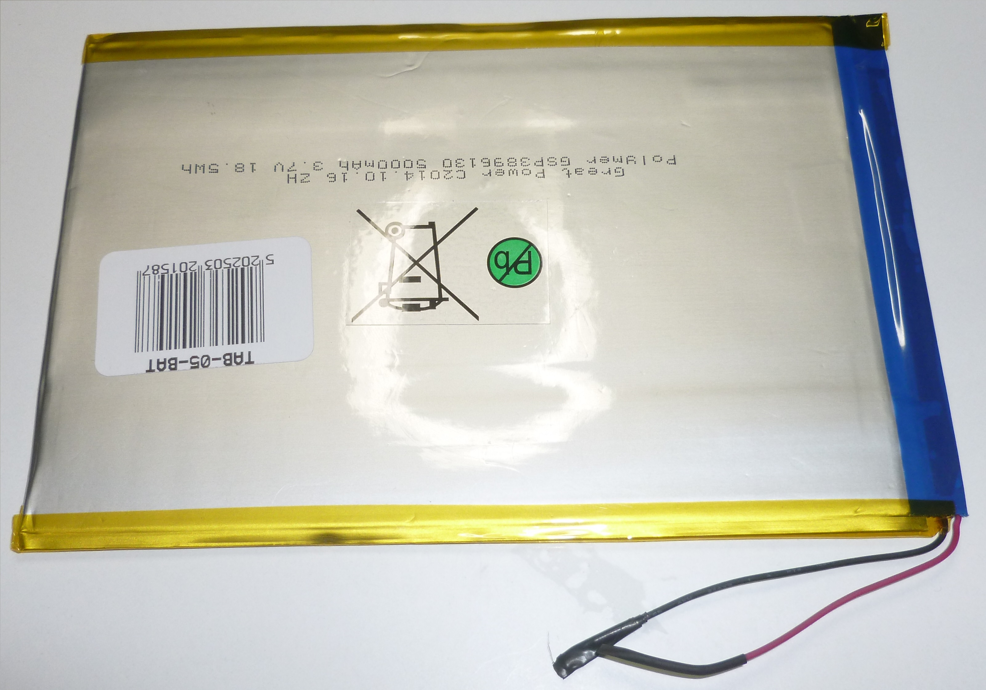 Battery For Tablet 10.1" 16,5x10,5x0.25cm 3.7V 5000mAh 18.5Wh ...