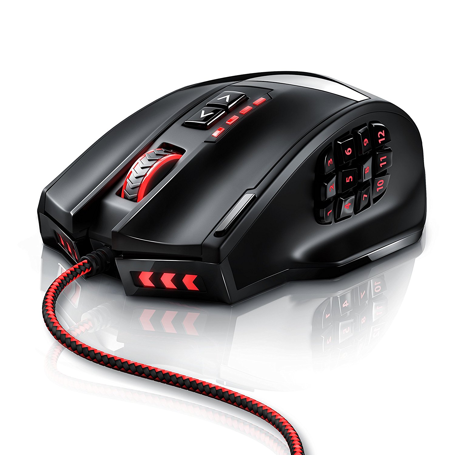 Titanwolf Gauntlet - 16000 dpi USB MMO gaming laser mouse - 18 buttons ...