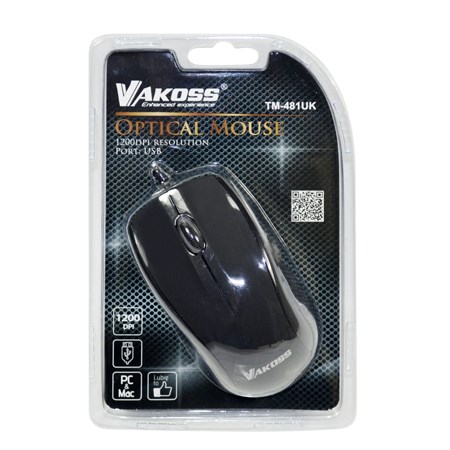 Vakoss Ενσύρματο USB Οπτικό Ποντίκι 1200dpi Μαύρο TM-481UK στη ...
