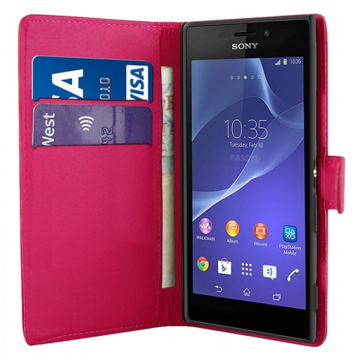 Sony Xperia M2 D2303 - Δερμάτινη Θήκη Πορτοφόλι Φούξια (OEM) στη ...